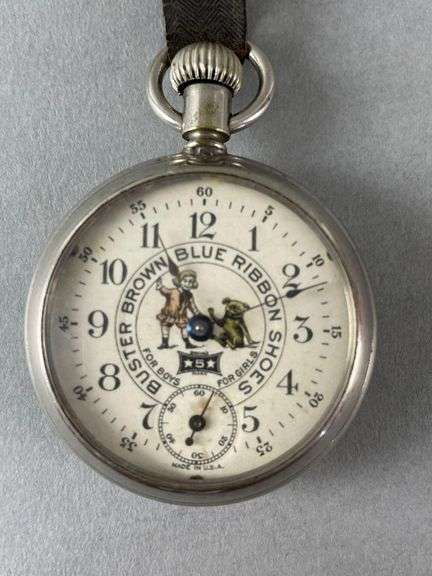 Vintage Buster Brown Shoes Advertising Open Face Pocket Watch - Matthew ...