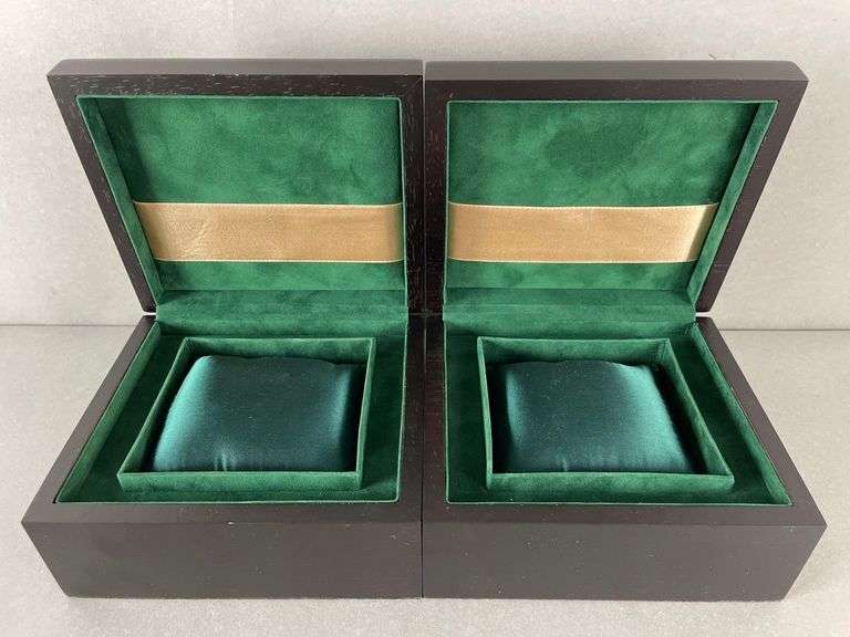 Group of 2 Walnut Watch Presentation Boxes - Matthew Bullock Auctioneers