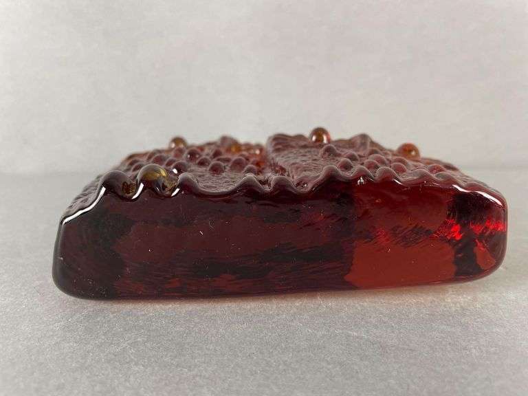Blenko Amber Glass Owls Paperweight - Matthew Bullock Auctioneers