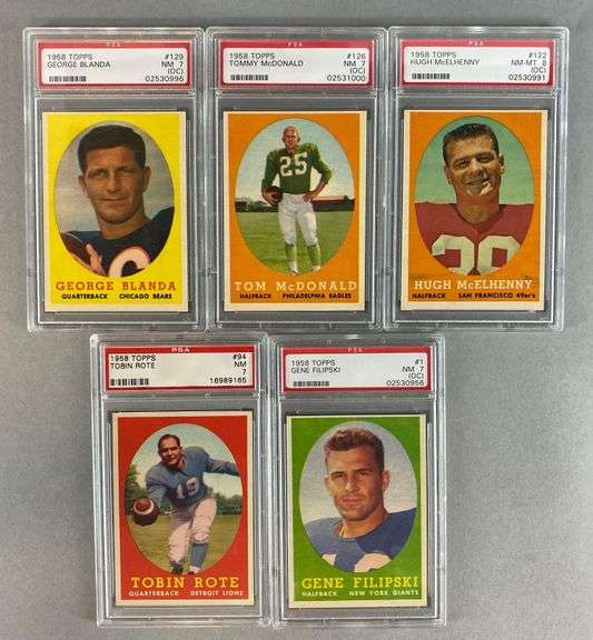 5 - 1958 Topps Football Cards Graded PSA 7 - 8s with HOFs - Matthew ...