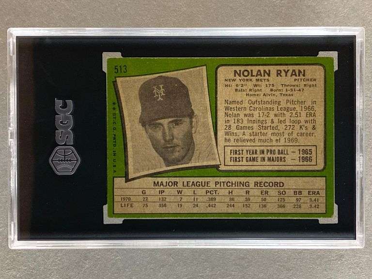 1971 Topps Nolan Ryan #513 SGC 3 - Matthew Bullock Auctioneers