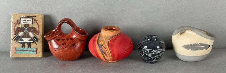 Group of 4 Native American Miniature Pottery and More - Matthew Bullock ...