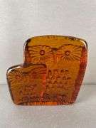 Blenko Amber Glass Owls Paperweight - Matthew Bullock Auctioneers
