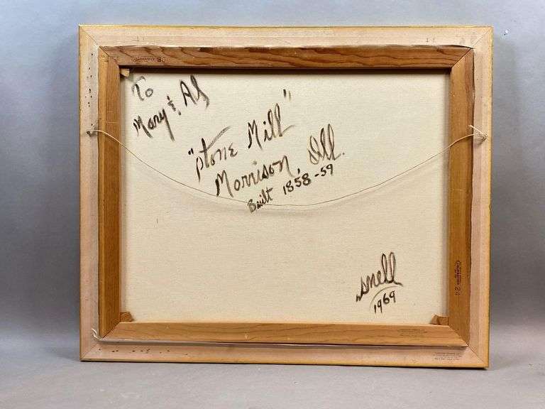 1969 Wilma Snell Ptone Mill Morrison Illinois Oil Painting on Canvas ...