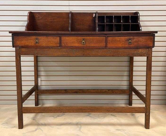 Antique Oak Railroad Station Standing Desk - Matthew Bullock Auctioneers