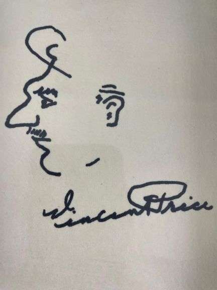 Signed Vincent Price Self Portrait Sketch - Matthew Bullock Auctioneers