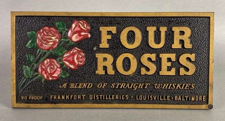Four Roses Standing Easel-Back Advertising Whiskey Sign - Matthew ...