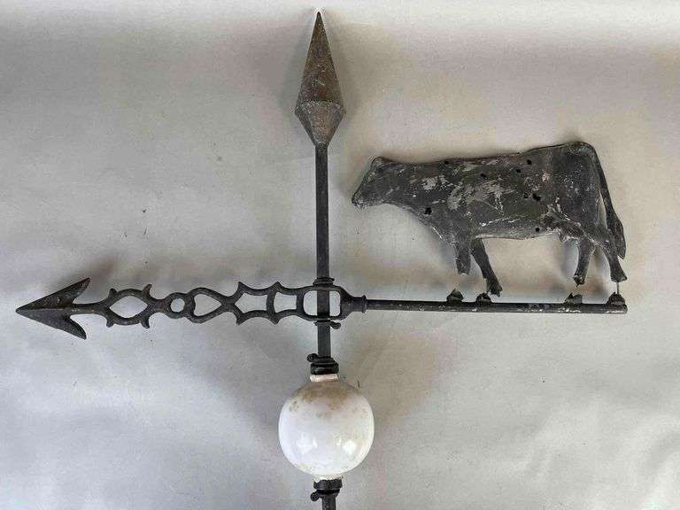 Antique Cow Metal Weather Vane - Matthew Bullock Auctioneers