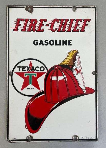 Vintage Texaco Fire-Chief Gasoline Metal Advertising Sign - Matthew ...