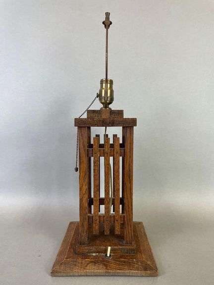 Mission Style Oak Lamp Base - Matthew Bullock Auctioneers