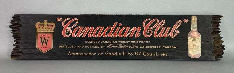 1932 Canadian Club Wood Advertising Whiskey Sign - Matthew Bullock ...