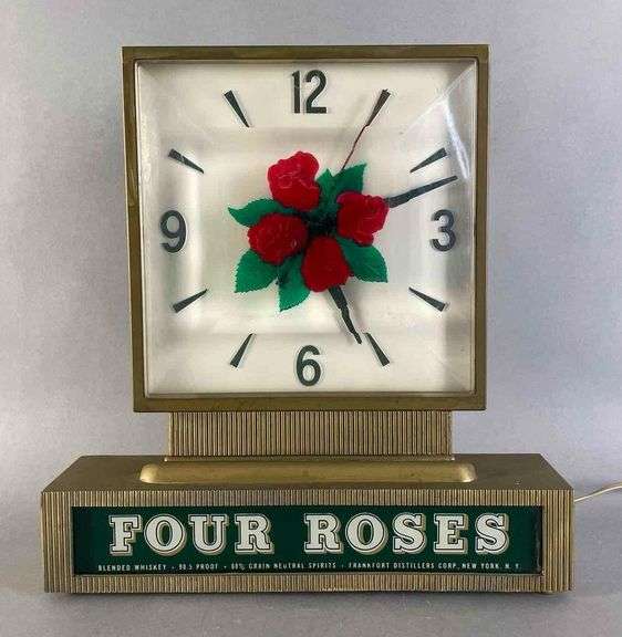 Vintage Four Roses Whiskey R.O.G. Light Up Advertising Clock - Matthew ...