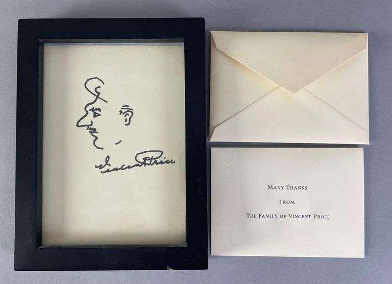 Signed Vincent Price Self Portrait Sketch - Matthew Bullock Auctioneers