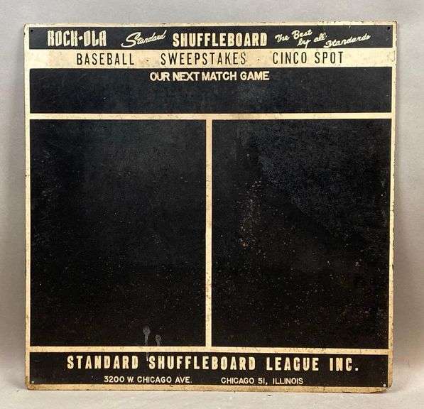 Rock-Ola Standard Shuffleboard League Scoreboard Advertising Sign ...