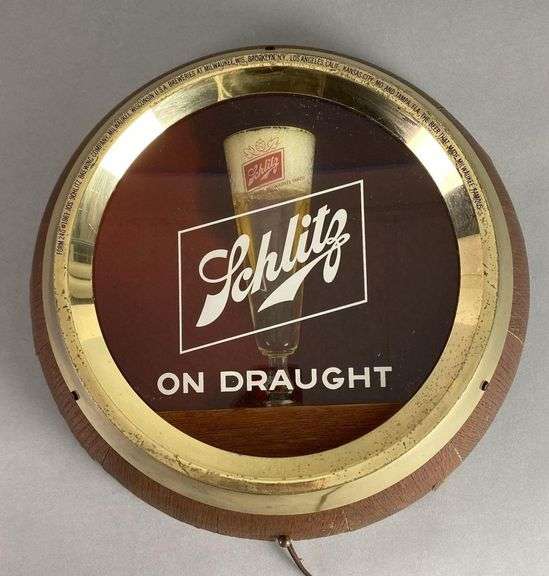 1961 Schlitz On Draught Beer Barrel Light-Up Advertising Sign - Matthew ...