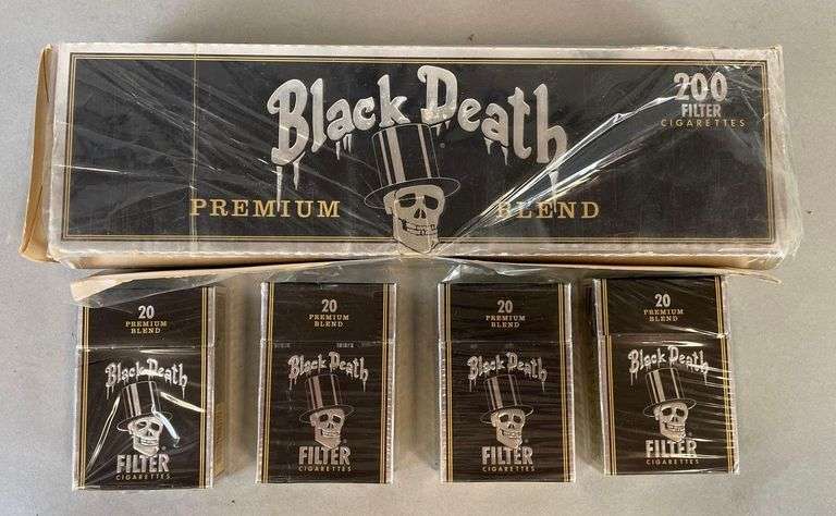 Group of Sealed Black Death Filter Cigarettes Advertising Packs ...