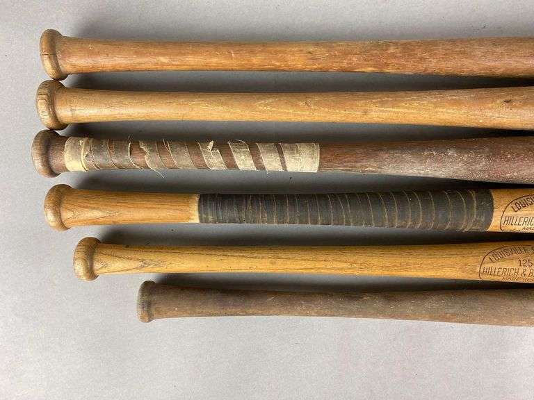 Group of 6 Vintage Wood Baseball Bats - Matthew Bullock Auctioneers