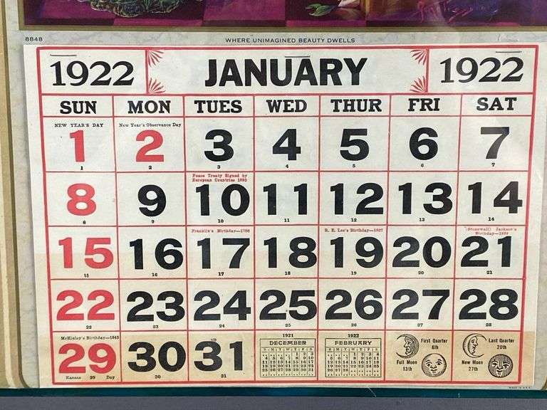 1922 California Insurance Company Pin-Up Calendar - Matthew Bullock ...