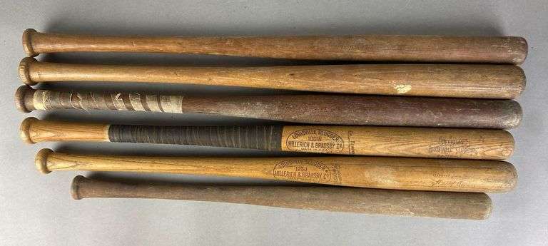 Group of 6 Vintage Wood Baseball Bats - Matthew Bullock Auctioneers