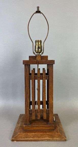 Mission Style Oak Lamp Base - Matthew Bullock Auctioneers