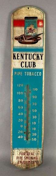 Kentucky Club Pipe and Cigarette Tobacco Metal Advertising Thermometer ...