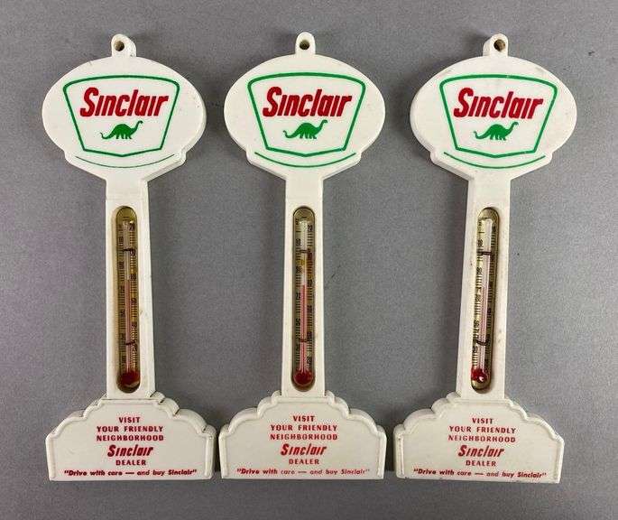 Group of 3 Sinclair Fuel Station Plastic Advertising Thermometers ...