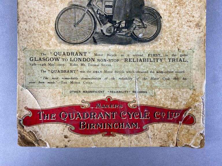 1903 Quadrant Motors Awards Advertising Sign - Matthew Bullock Auctioneers