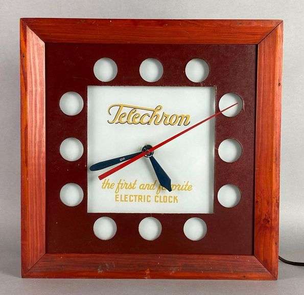Vintage Telechron Reverse Painted Glass Advertising Clock - Matthew ...