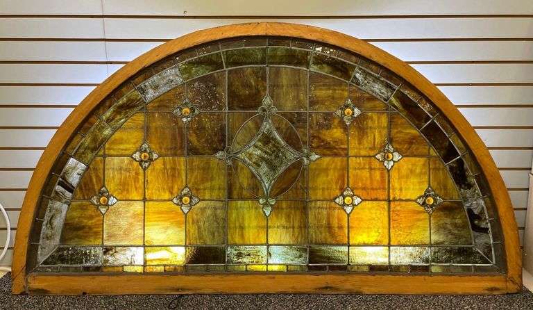 Antique Stained Glass Transom Window - Matthew Bullock Auctioneers