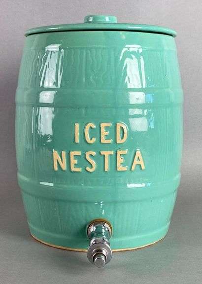 Nestea Iced Tea Dispenser Ceramic Barrel Advertising Crock - Matthew ...