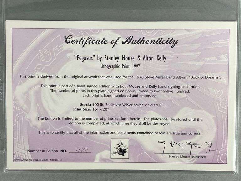 1997 Stanley Mouse and Alton Kelly Pegasus Lithograph Print - Matthew ...