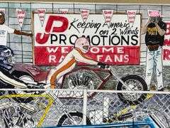 Artist Signed Motorcycle Race Drawing - Matthew Bullock Auctioneers