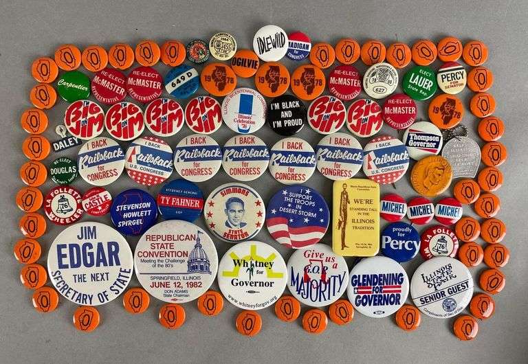 Group of Illinois Politcal Buttons - Matthew Bullock Auctioneers