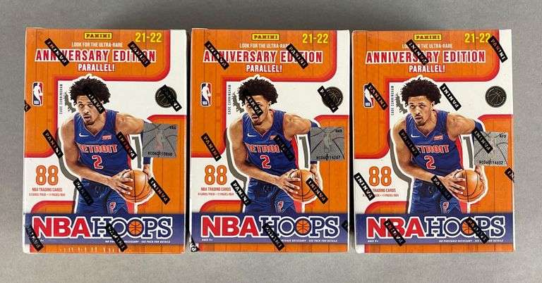 3 - 2021 - 22 Hoops Basketball Blaster Boxes - Matthew Bullock Auctioneers