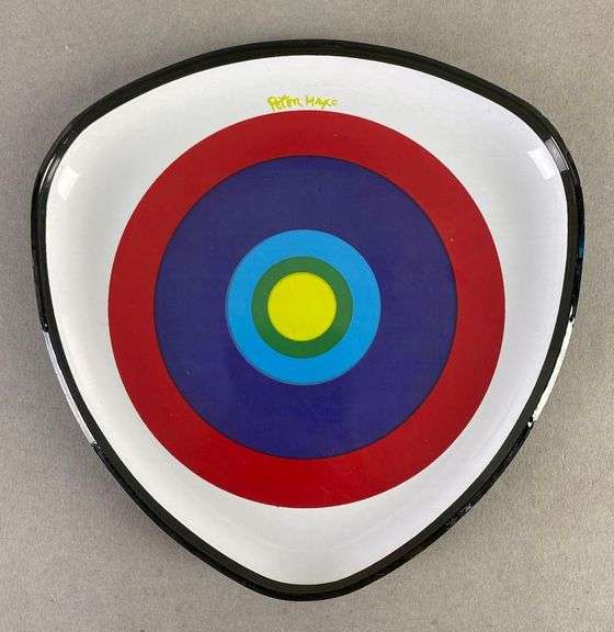 Peter Max MCM Colorful Glass Bullseye Plate - Matthew Bullock Auctioneers