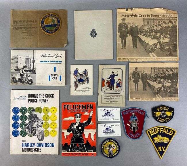 Group of 15 Vintage Assorted Motorcycle Police Ephemera and More ...