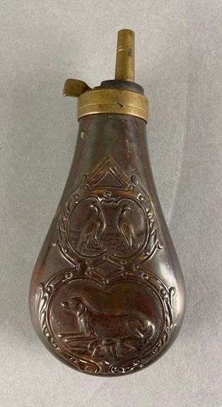 Brass and Bronze Hunting Dog Black Powder Flask - Matthew Bullock ...