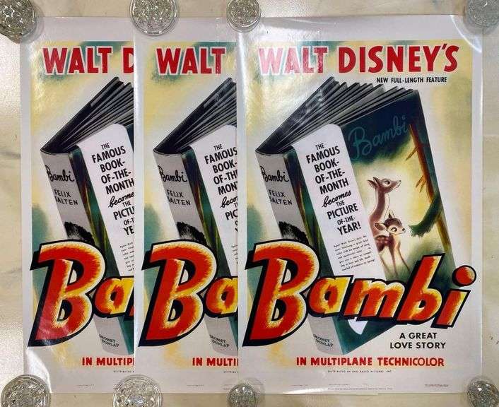 Group of 3 Reproduction Walt Disneys Bambi Movie Posters - Matthew ...