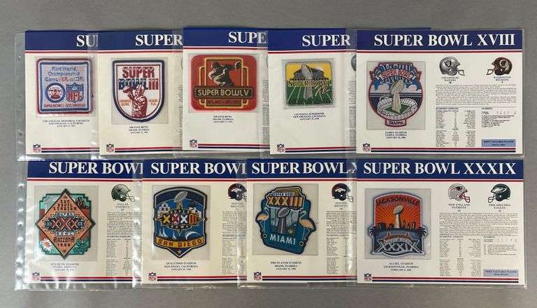 The Official NFL Super Bowl Patch Collection Portfolio with 9 Patchs ...