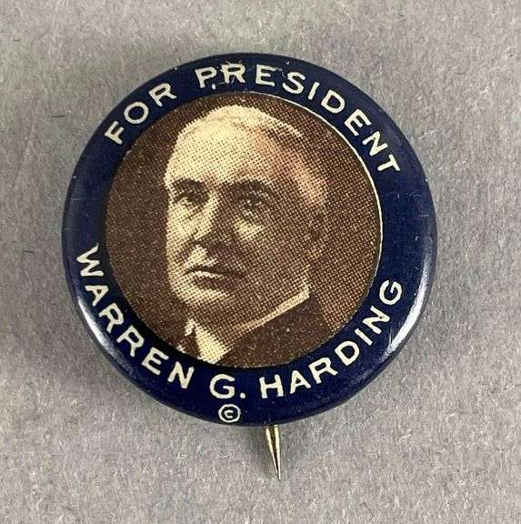 Warren G. Harding for President Political Pin - Matthew Bullock Auctioneers