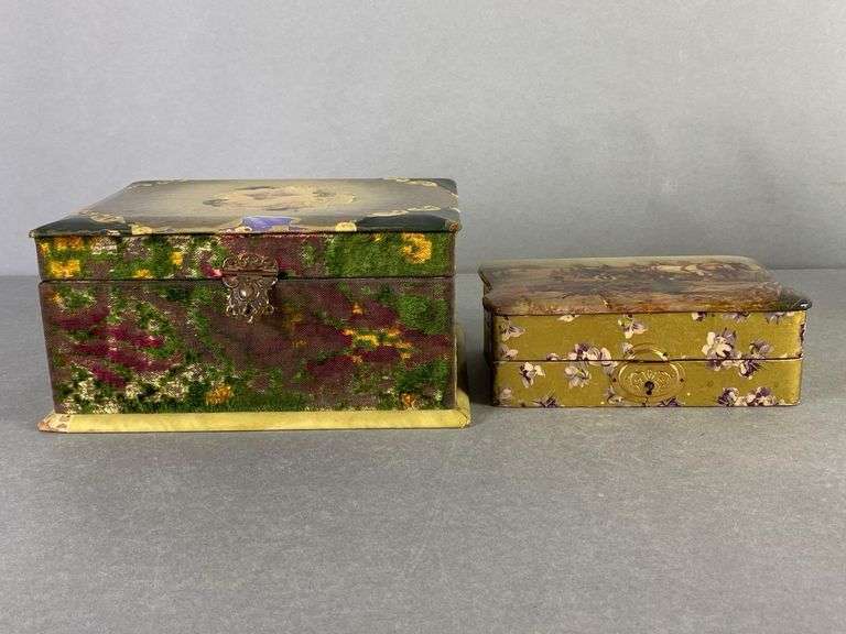 Group of 2 Jewelry/Vanity Scene Boxes - Matthew Bullock Auctioneers