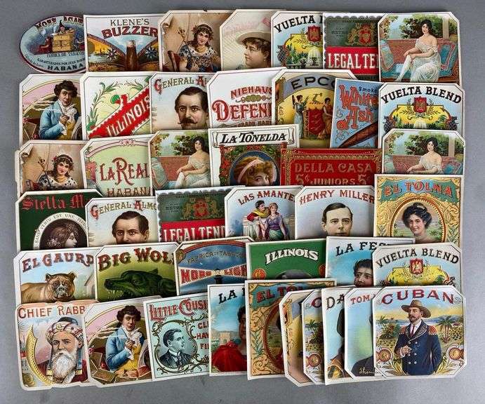 Group of 42 Vintage Cigar Labels - Matthew Bullock Auctioneers