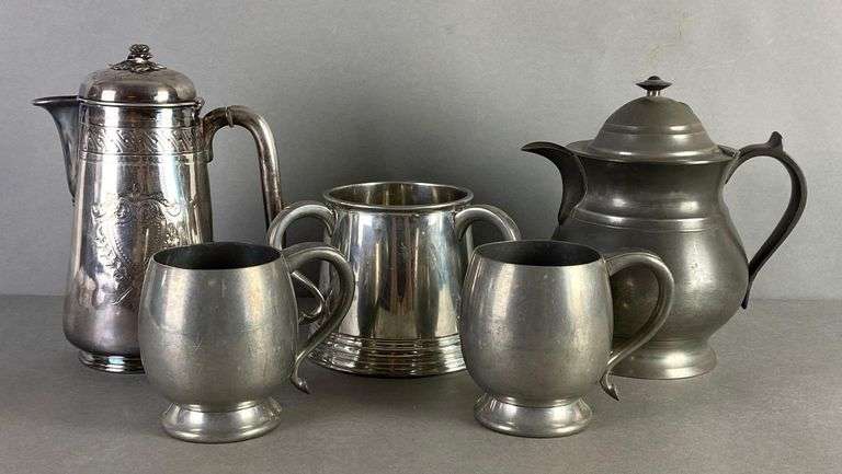 Group of Sheffield Pewter and Silverplate Items and More - Matthew ...