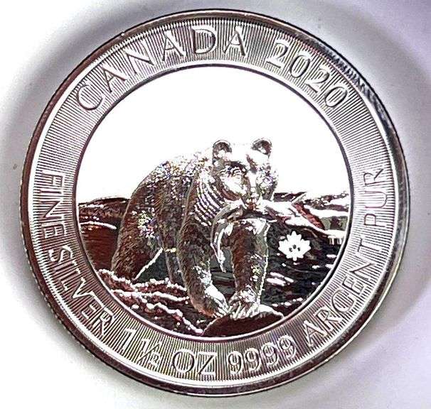 HTF 2020 Canada Kermode Spirit Bear 1 1/2 oz .9999 Fine Silver Round BU ...