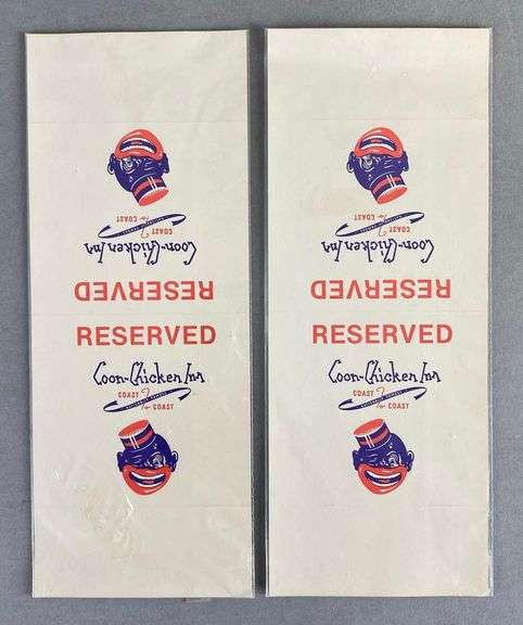 Group of 2 Coon-Chicken Inn Reserved Table Signs - Matthew Bullock ...