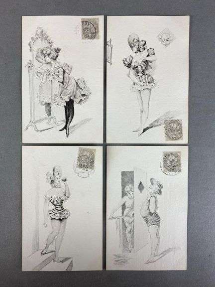Postcards - 10 Risqué Women - Matthew Bullock Auctioneers