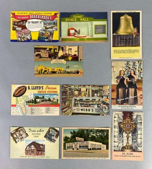 Postcards - 10 Linen Advertising and More - Matthew Bullock Auctioneers