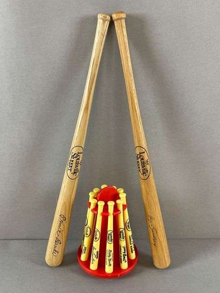 Louisville Slugger Mini Bat Display and Ernie Banks and Ryne Sandberg ...