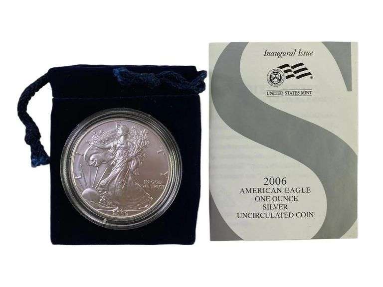 UNC 2006 US Mint American Silver Eagle 1 oz .999 Fine Silver - Matthew Bullock Auctioneers