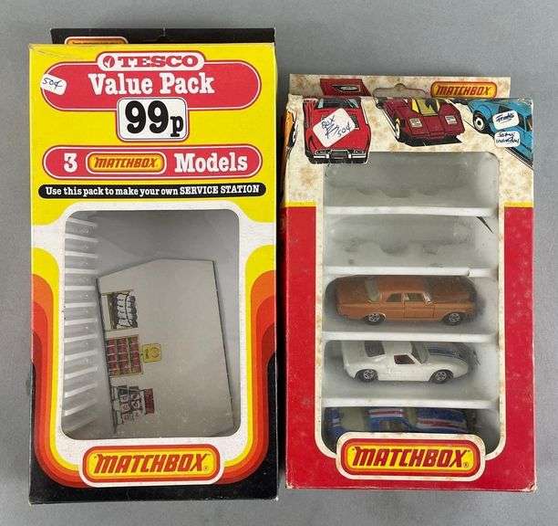 Group of 2 Vintage Matchbox Boxes and Die-Cast Cars - Matthew Bullock ...